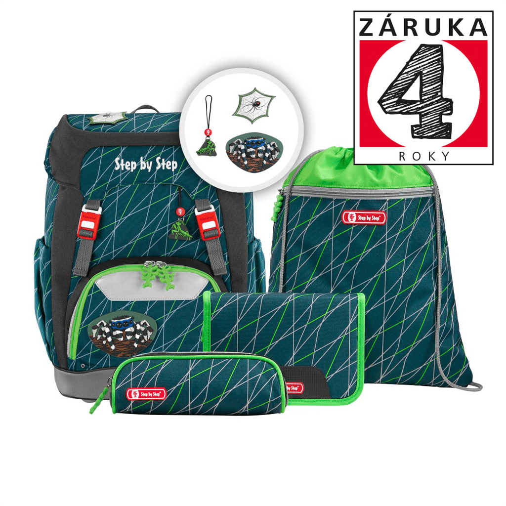 Školní batoh pro prvňáčky – 5dílný set, Step by Step GRADE Pavouk, AGR ...